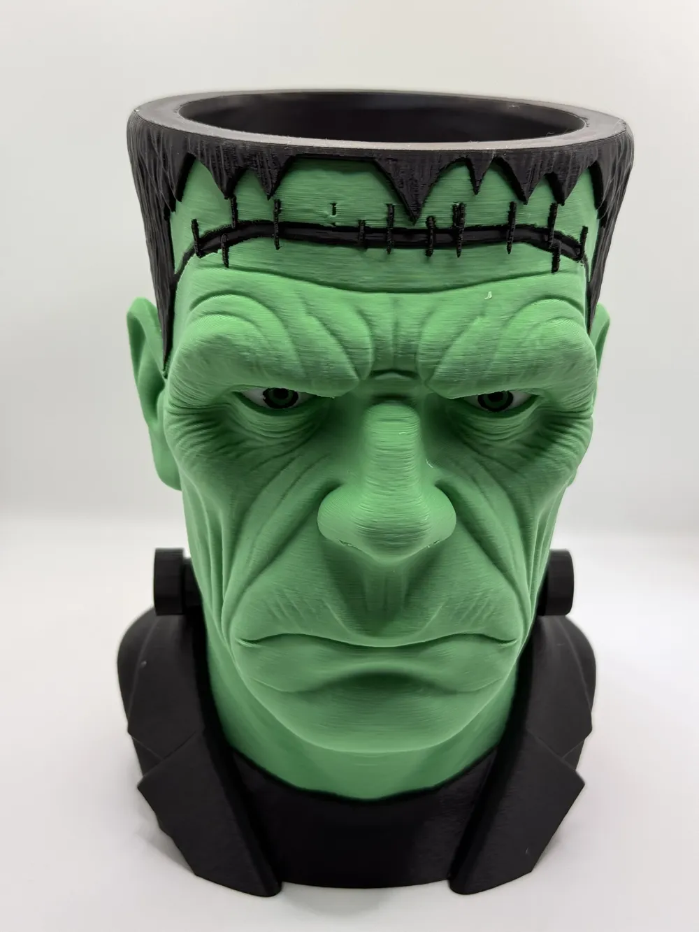 Frankenstein Head Halloween Candy and Flower Pot - Free 3D Print Model ...