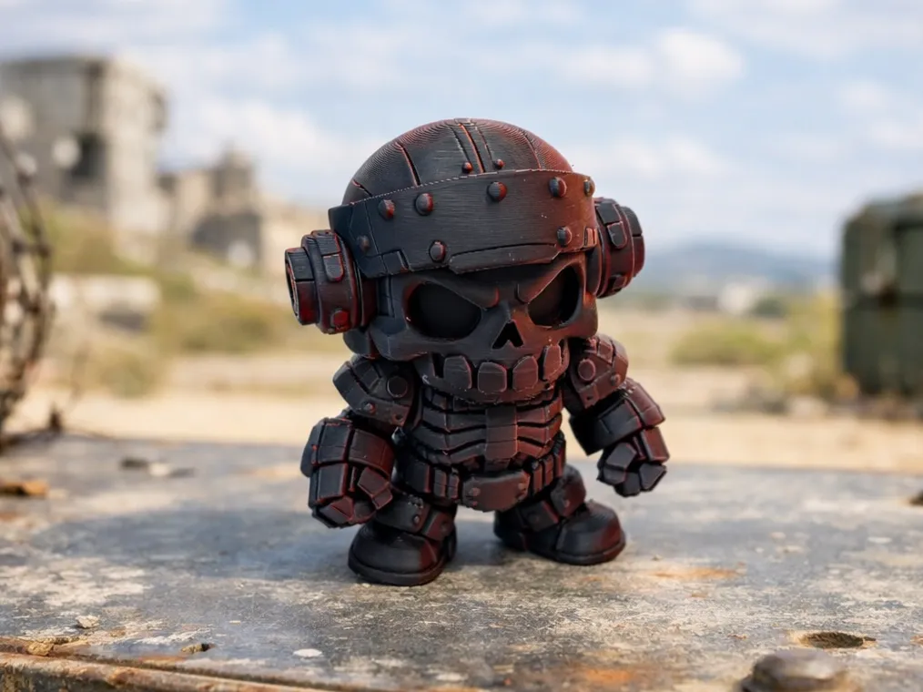 Mecha Skull Chibi Warrior - Free 3D Print Model - MakerWorld