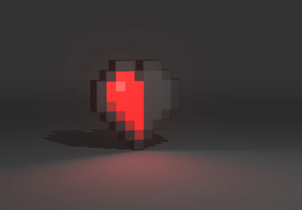 MINECRAFT HALF HEART LEDBOX LAMP WALLART DECOR - Free 3D Print Model ...