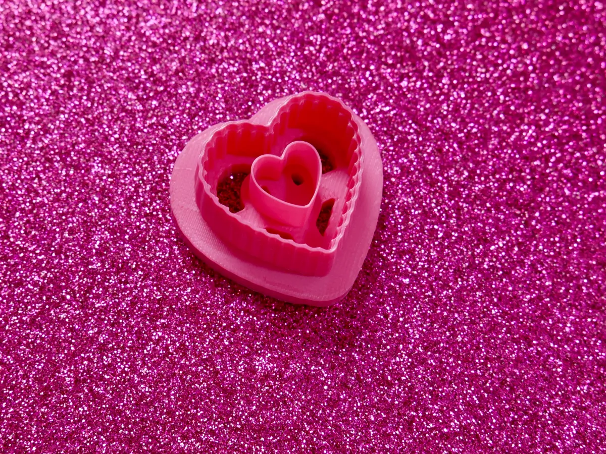 Textured Double Heart Polymer Clay Cutter - Free 3D Print Model ...
