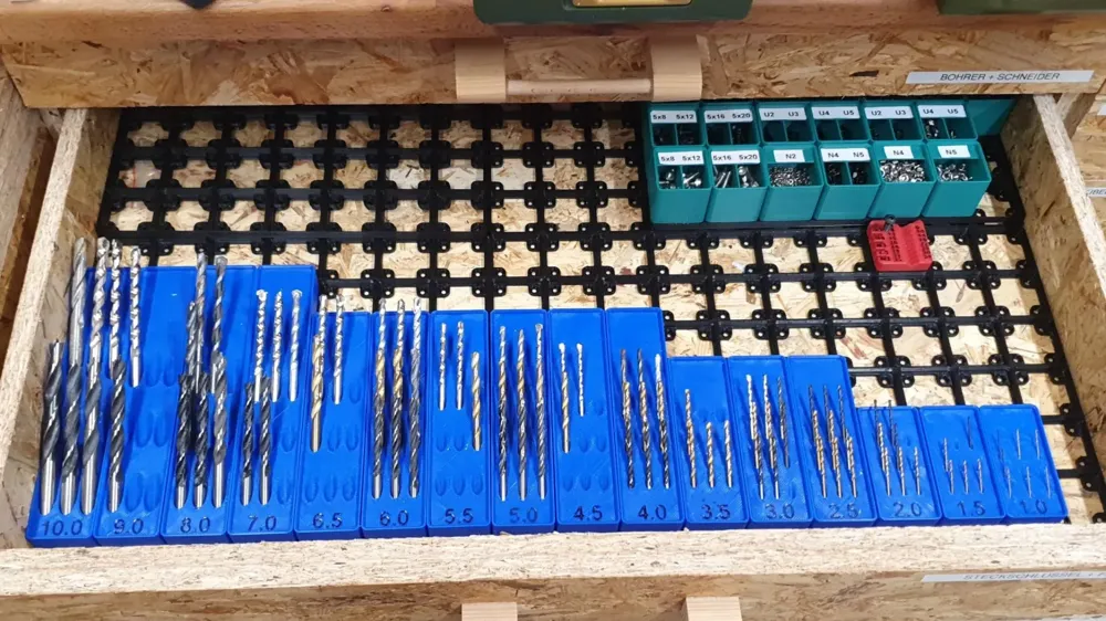 Gridfinity Drill Bit Holder, Low Profile 4 Drawers - Free 3D Print ...