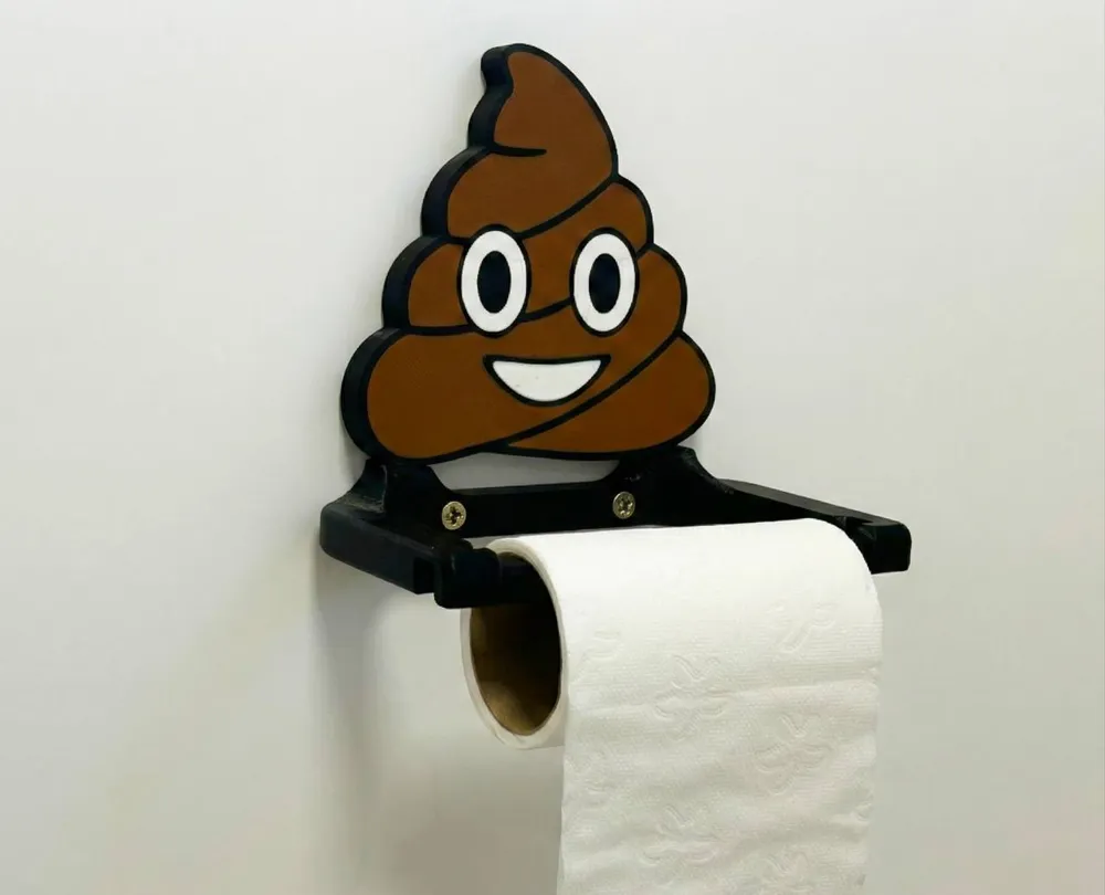 Poop Emoji Toilet Paper Holder - Quick Release - Free 3D Print Model ...