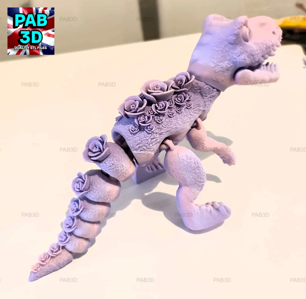 flexi dinosaur roses themed by PAB3D MakerWorld: Download Free 3D Models