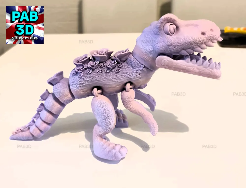 flexi dinosaur roses themed by PAB3D MakerWorld: Download Free 3D Models