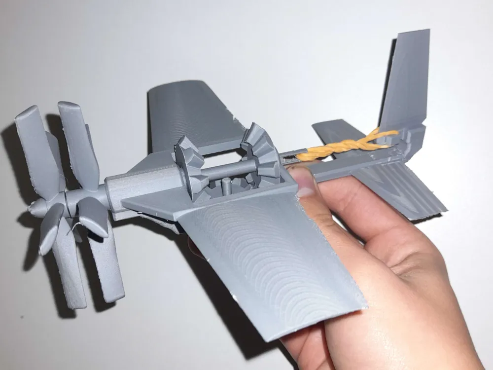 Rubber band Plane - Contra-Rotating propellers! by Thunder_M1 - MakerWorld
