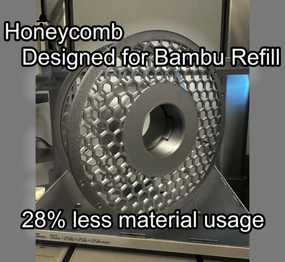 Bambu reusable spool Hex pattern 28% less material - Free 3D Print ...