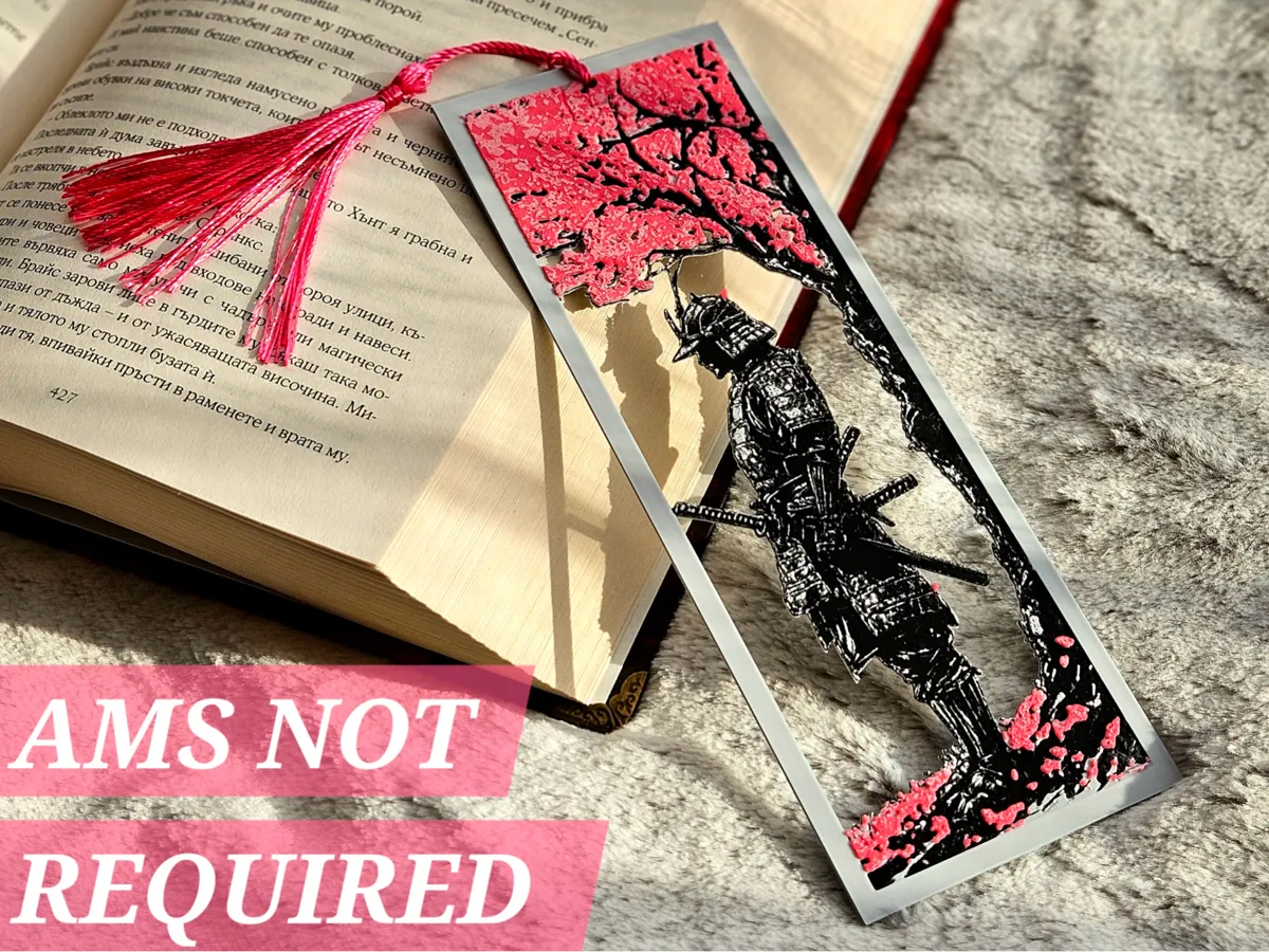 Sakura Samurai [Framed] - Bookmark - Free 3D Print Model - MakerWorld