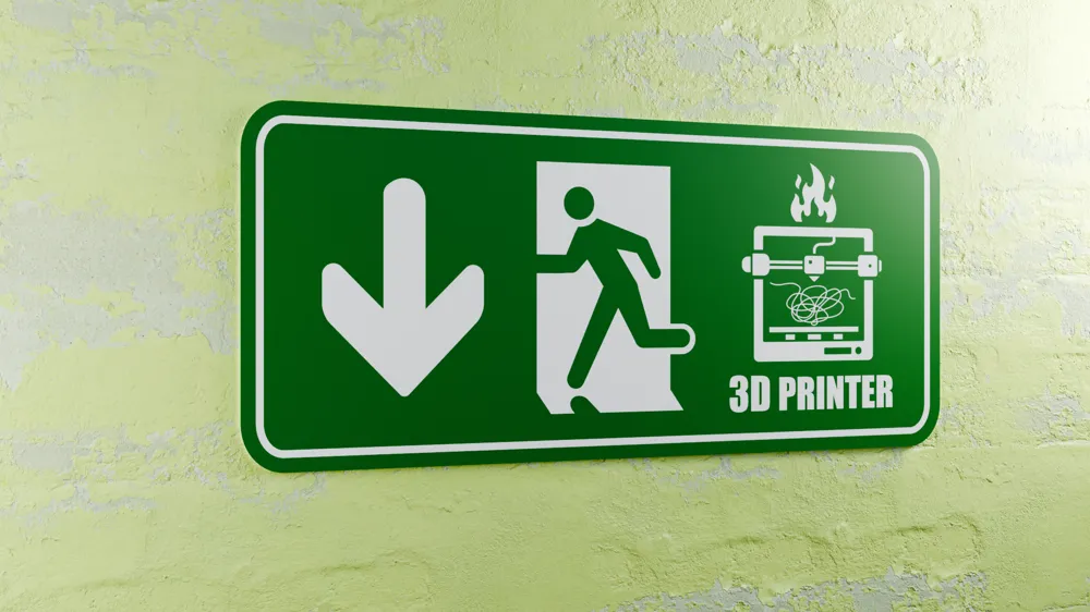 3D Printer Emergency Sign - Left Side Arrow Down - Free 3D Print Model ...