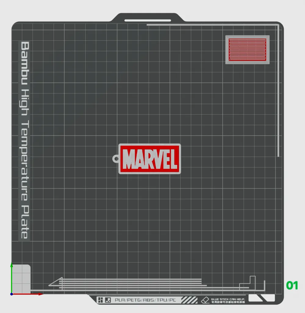 Marvel Logo Keychain - Two Color filament swap at layer height (No AMS ...