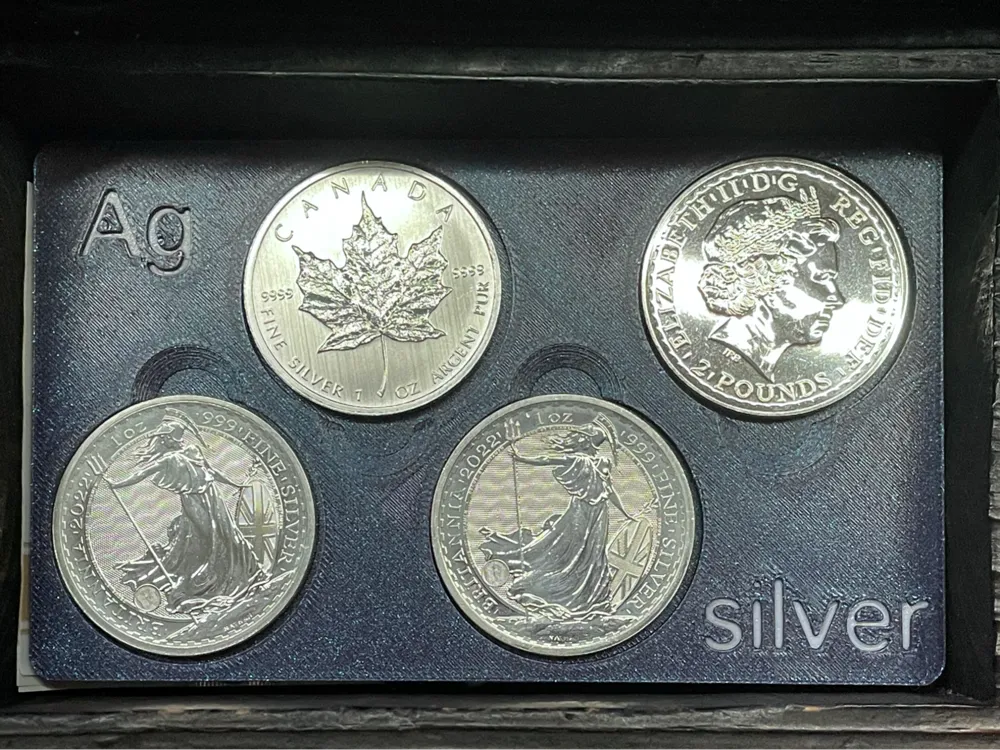 Silver 1oz coin, box liner by modred - MakerWorld