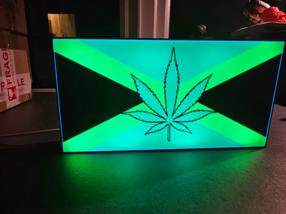 Jamaican flag with leaf led light box by Lungy Luke's 3D - MakerWorld
