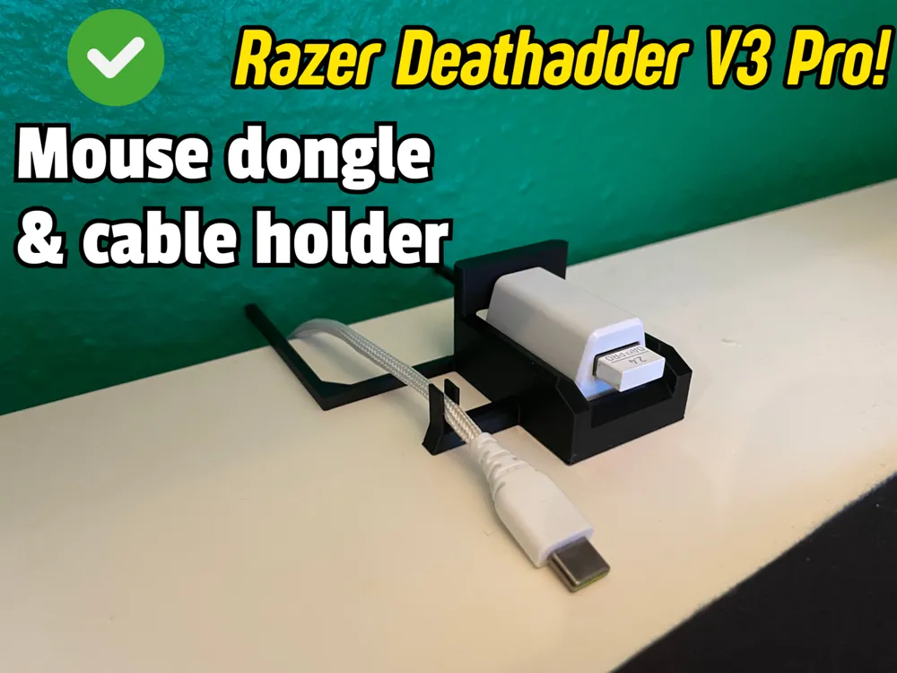 Mouse Dongle and Wiring Holder (Deathadder V3 Pro) - Free 3D Print ...