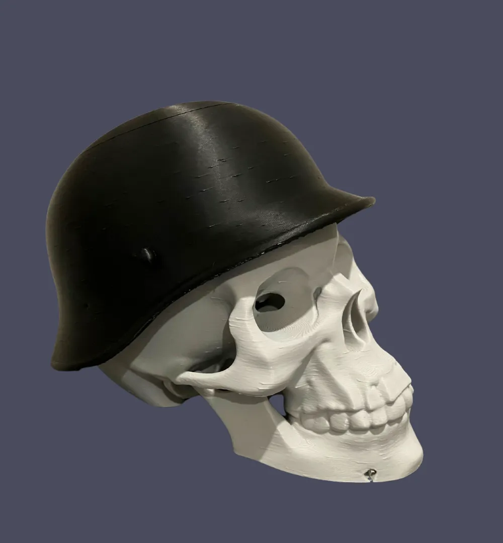 Skull Bowl or Candle Holder with Army Helmet by A*i*m*e*e* - MakerWorld