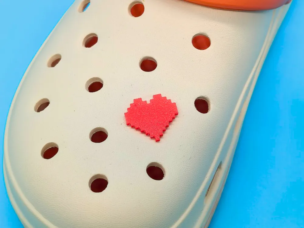 Pixel Heart Croc Charm (8 bit zelda) - Free 3D Print Model - MakerWorld