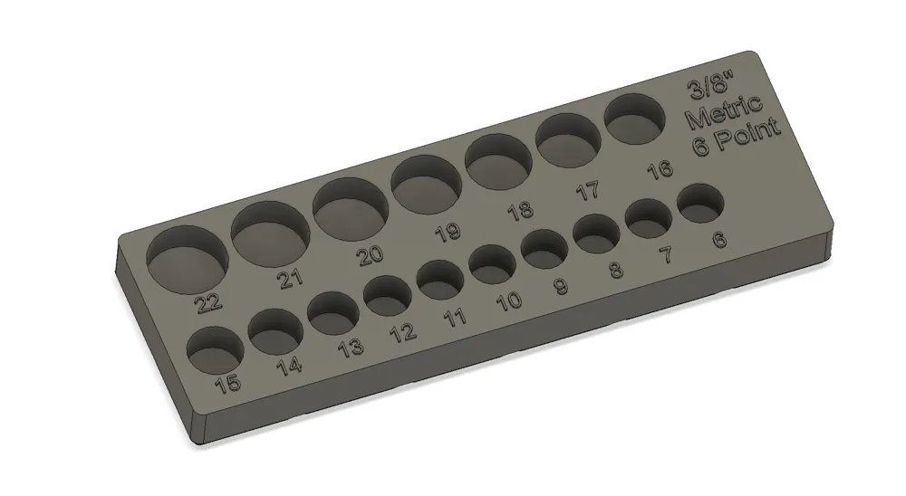 3/8" Metric 6 point socket holder, gridfinity by Fabrication Labs - MakerWorld