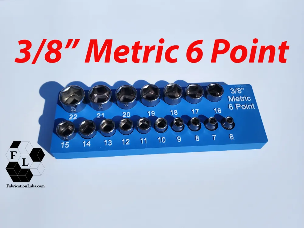 3/8" Metric 6 point socket holder, gridfinity by Fabrication Labs ...