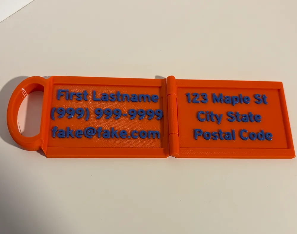 Customizable Luggage Tag with Privacy Hinge - Free 3D Print Model ...