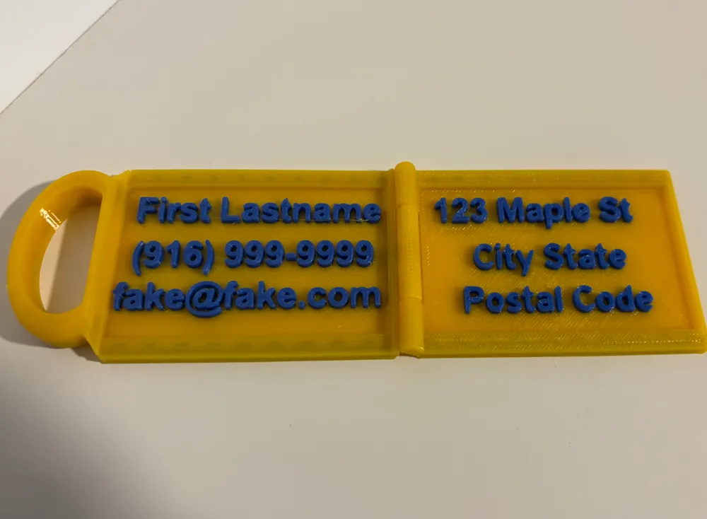 Customizable Luggage Tag with Privacy Hinge - Free 3D Print Model ...