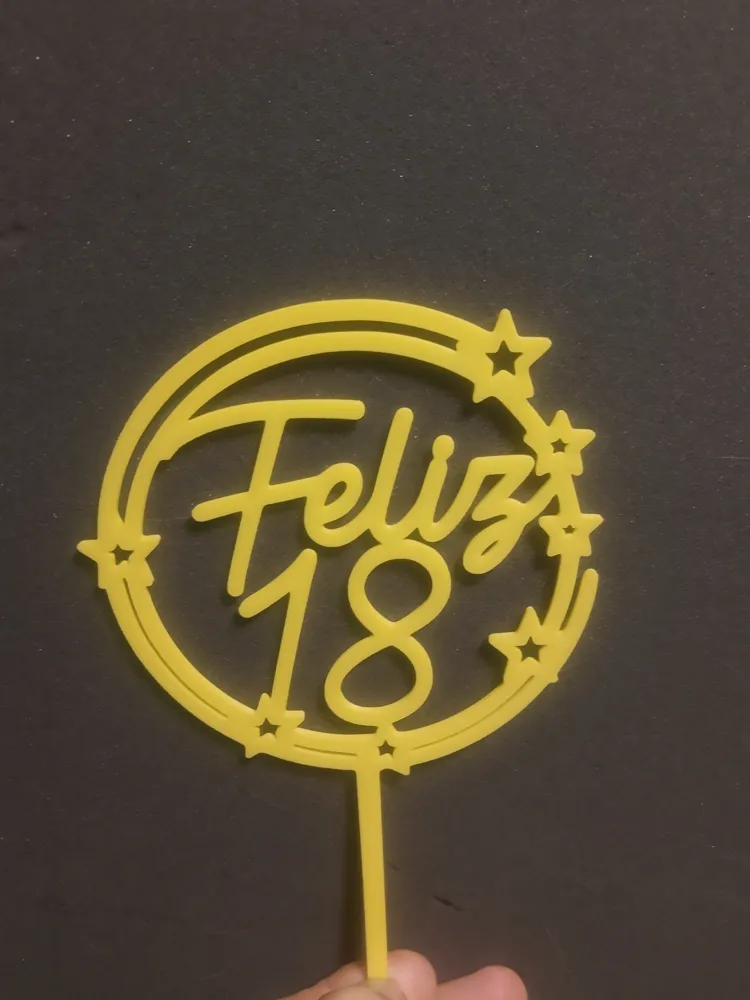 topo de bolo Feliz 18 - Modelo gratuito para impressão 3D - MakerWorld