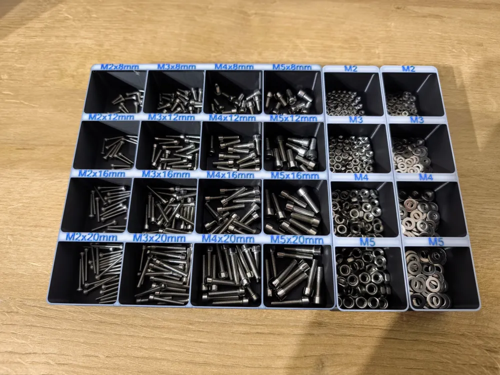 GridFinity Screw Sorting System M2-M5 by Attirixx - MakerWorld