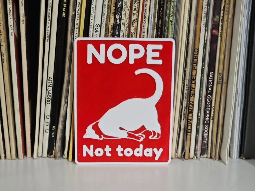 Not today cat sign by dubmehard - MakerWorld