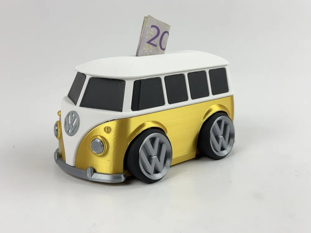 VW BUS - PIGGY BANK - Free 3D Print Model - MakerWorld