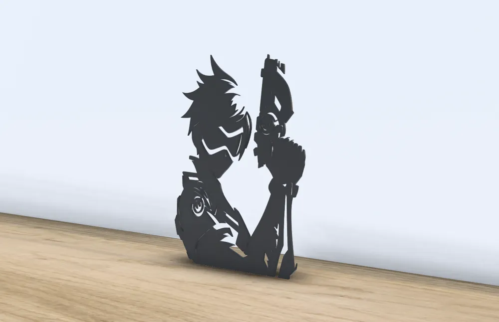 Tracer Overwatch - 2d silhouette - AI Generated by JF-699 - MakerWorld