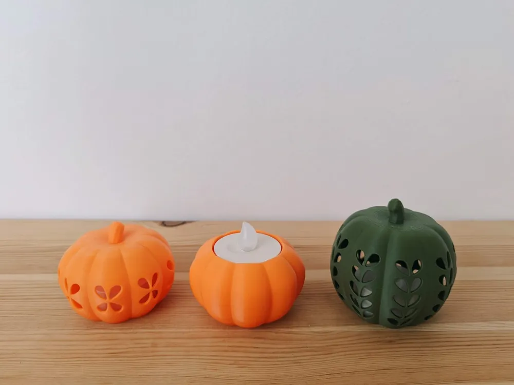 Pumpkin-shaped tealight holders by NoOrdinaryLeaf MakerWorld: Download Free 3D Models