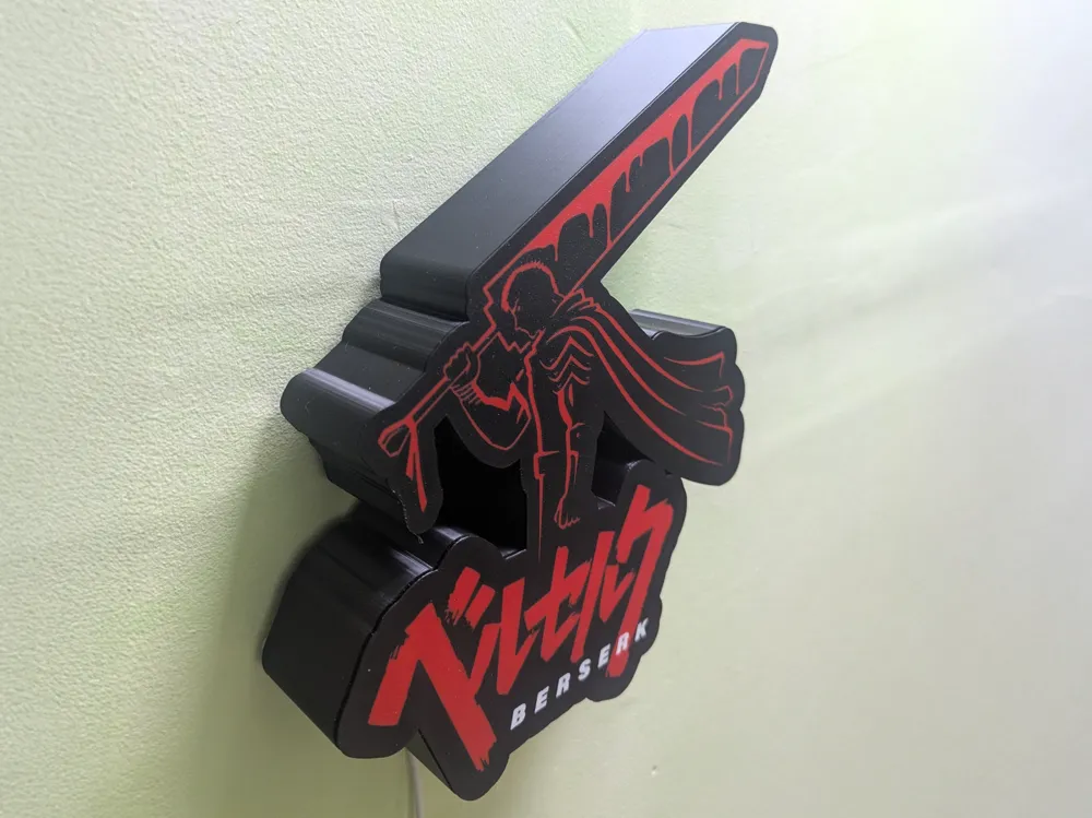 Berserk Lone Swordsman Guts Light Box Logo - Free 3D Print Model ...