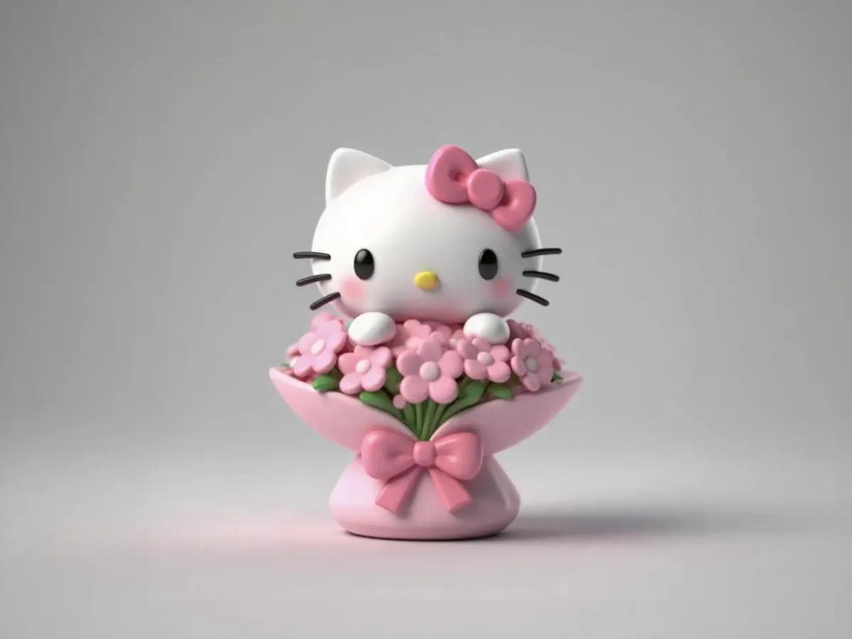 Hello Kitty - Serie de flores en mano - Muñeco decorativo de Sanrio ...