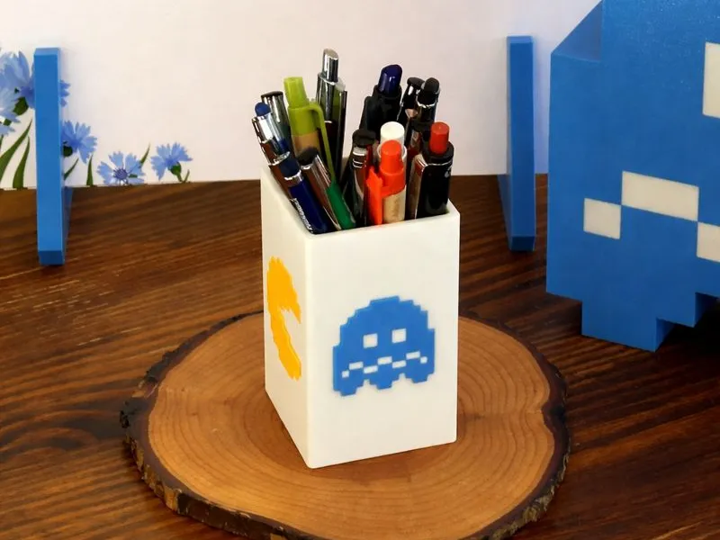 Pac-Man pencil or pen holder cup OR a flower vase - Free 3D Print Model ...