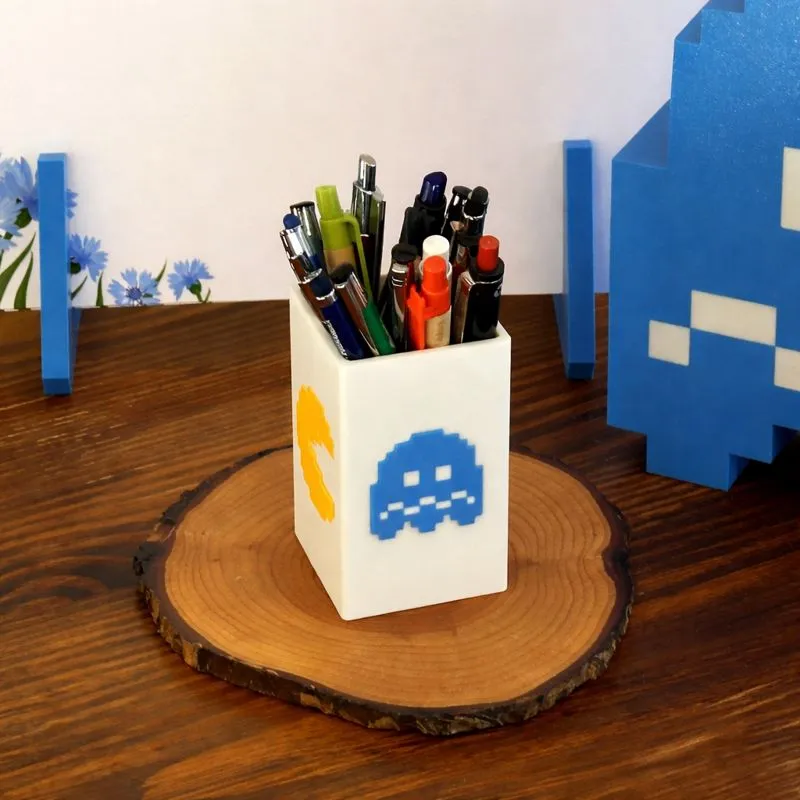 Pac-Man pencil or pen holder cup OR a flower vase - Free 3D Print Model ...
