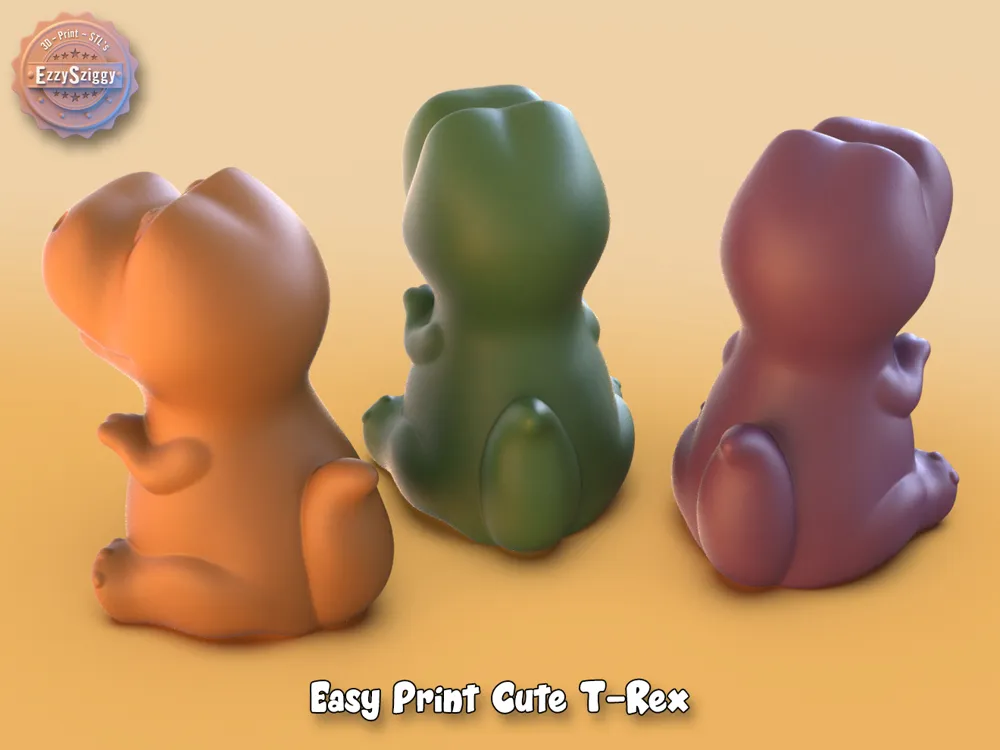 Easy print Cute T-rex by EzzySziggy - MakerWorld