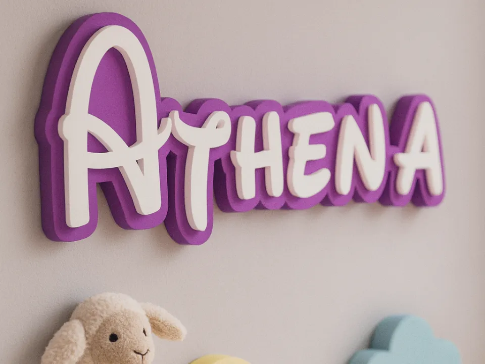 Name Plate - Athena - Children's Room - Free 3D Print Model - MakerWorld