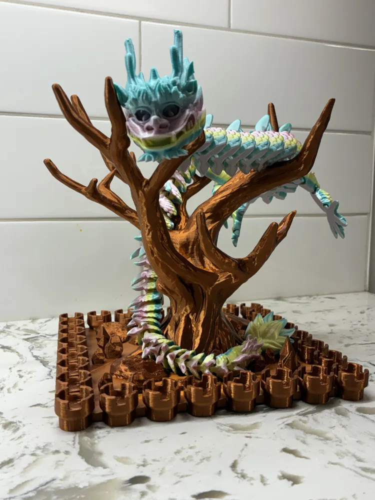 CRYSTAL DRAGON ARTICULATED -SNAKE DRAGON STAND - Free 3D Print Model ...