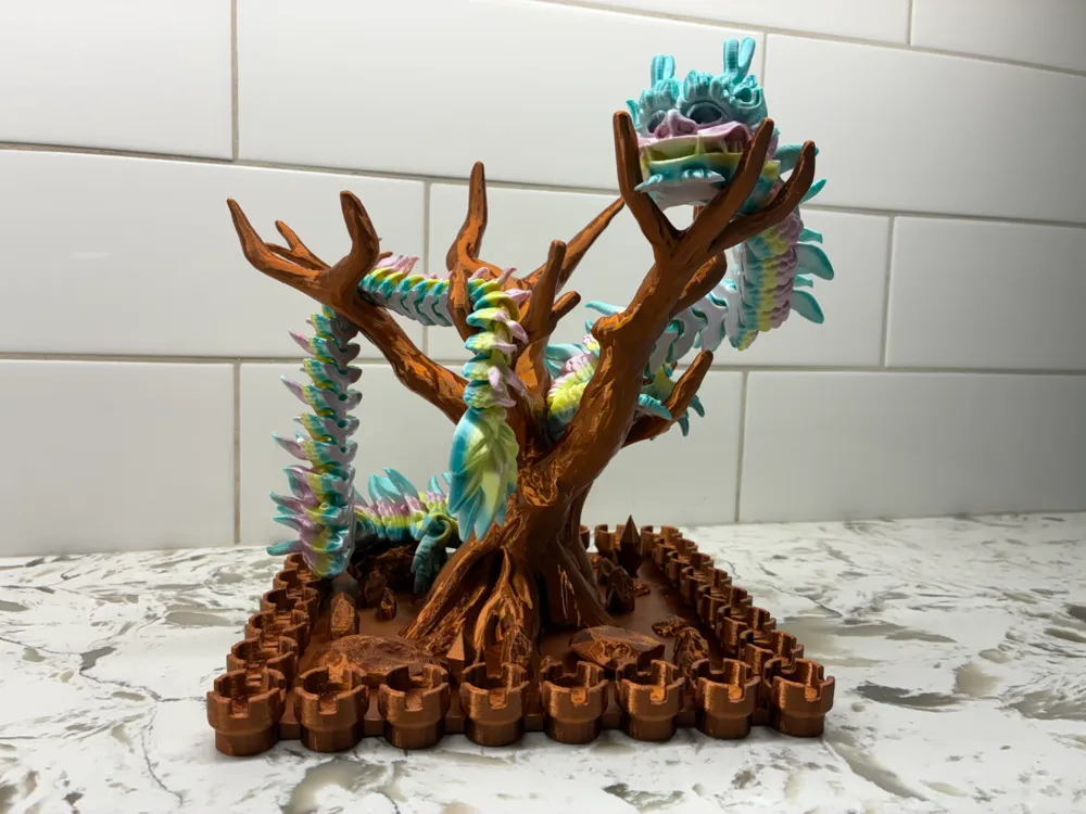 CRYSTAL DRAGON ARTICULATED -SNAKE DRAGON STAND - Free 3D Print Model ...