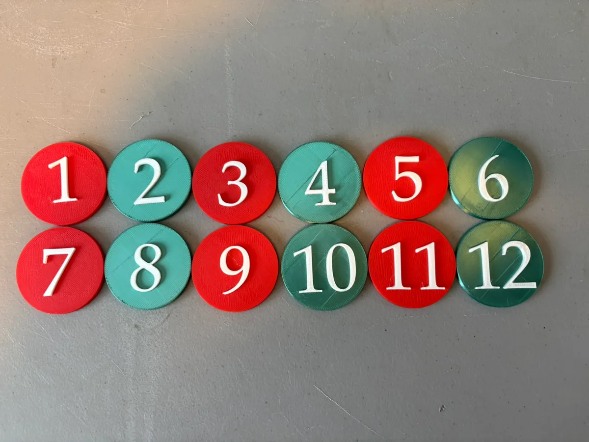 Numbered Discs For Muffin Pan Christmas Game - Free 3D Print Model ...