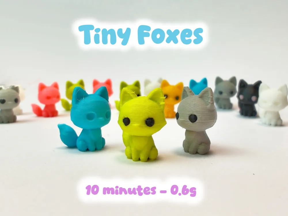 Tiny Fox Chibis – Cute Fast-Print Mini Figurines - Free 3D Print Model ...