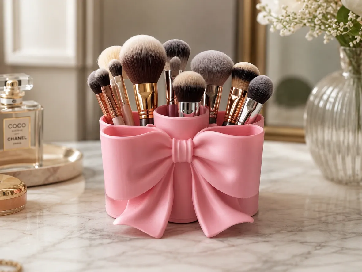 Makeup Brush Holder - Bow - Free 3D Print Model - MakerWorld