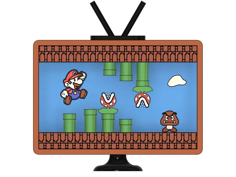 Super Mario Bros Level 4 / Slim Frame / Retro Television by ...