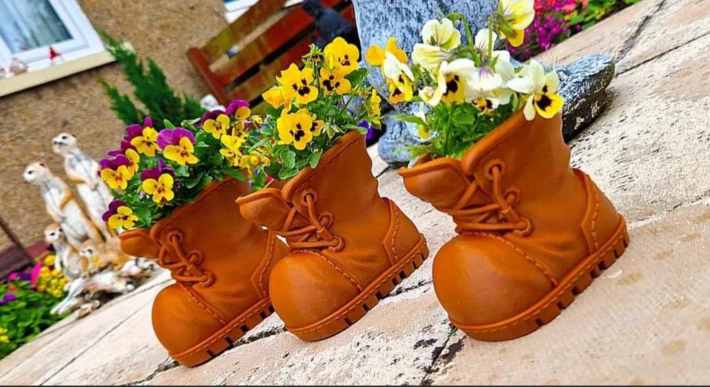 Boot Planter - no AMS - no supports - Free 3D Print Model - MakerWorld