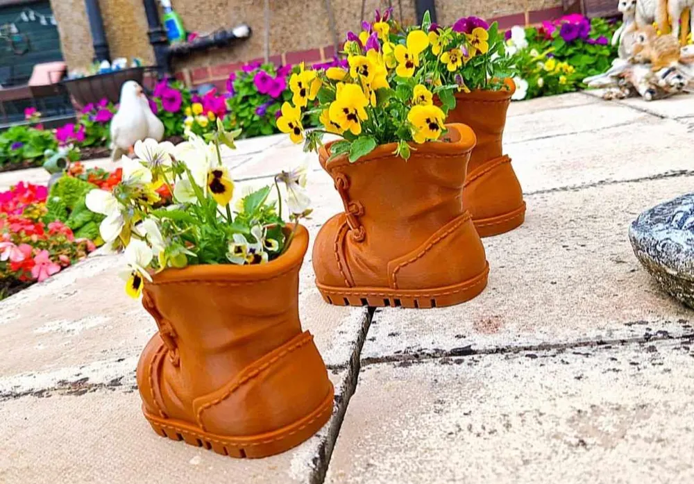Boot Planter - no AMS - no supports - Free 3D Print Model - MakerWorld