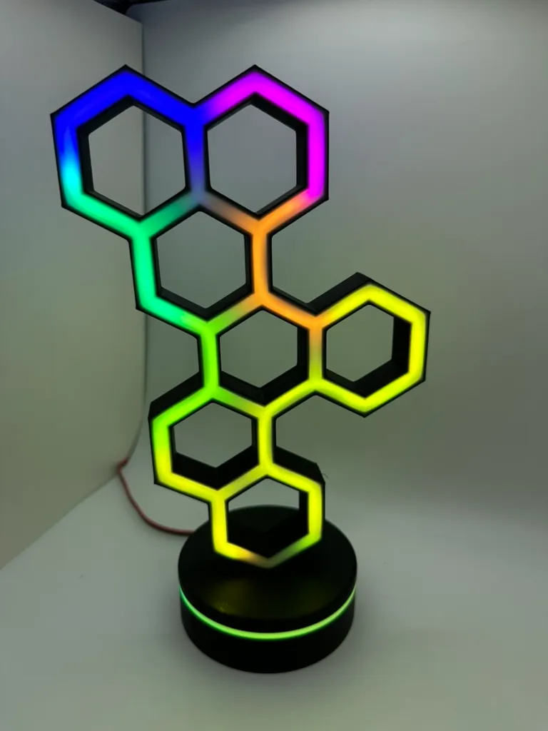 Hex LED desk lamp (WLED) - Free 3D Print Model - MakerWorld