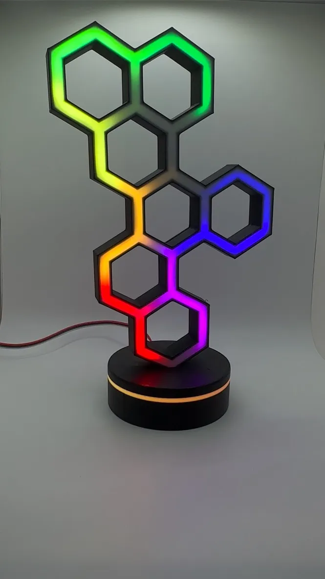 Hex LED desk lamp (WLED) - Free 3D Print Model - MakerWorld