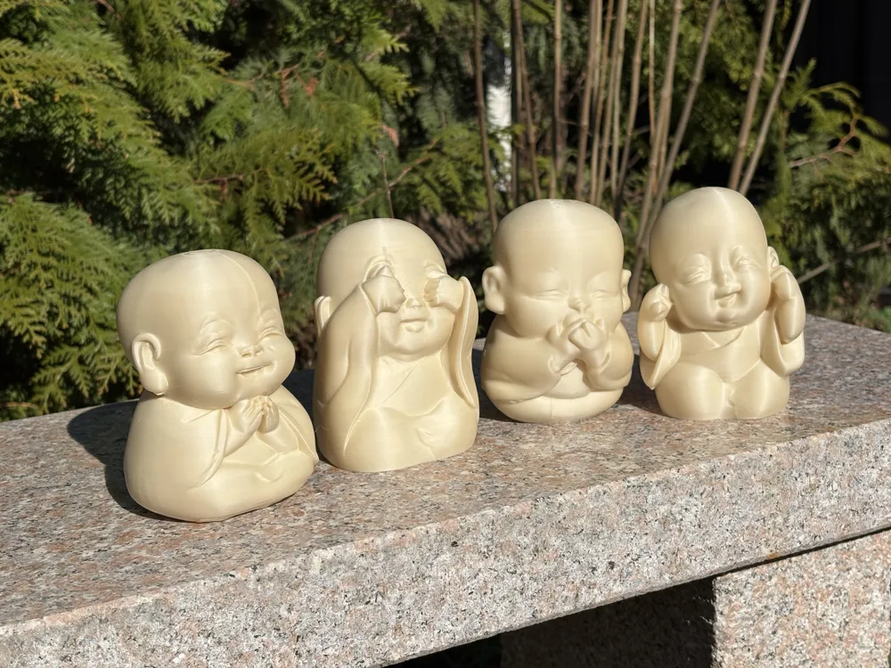 Monk Monks See No Evil Speak No Evil Hear No Evil Statuette - Free 3D ...