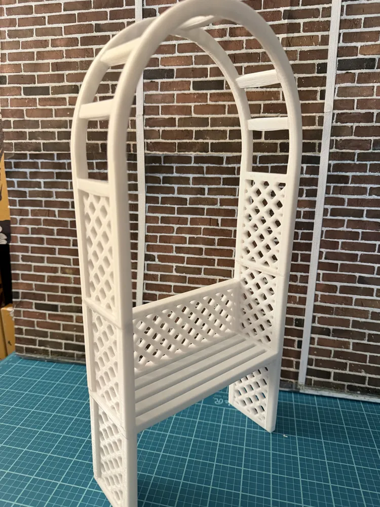 Garden Bench with arched Trellis - Free 3D Print Model - MakerWorld