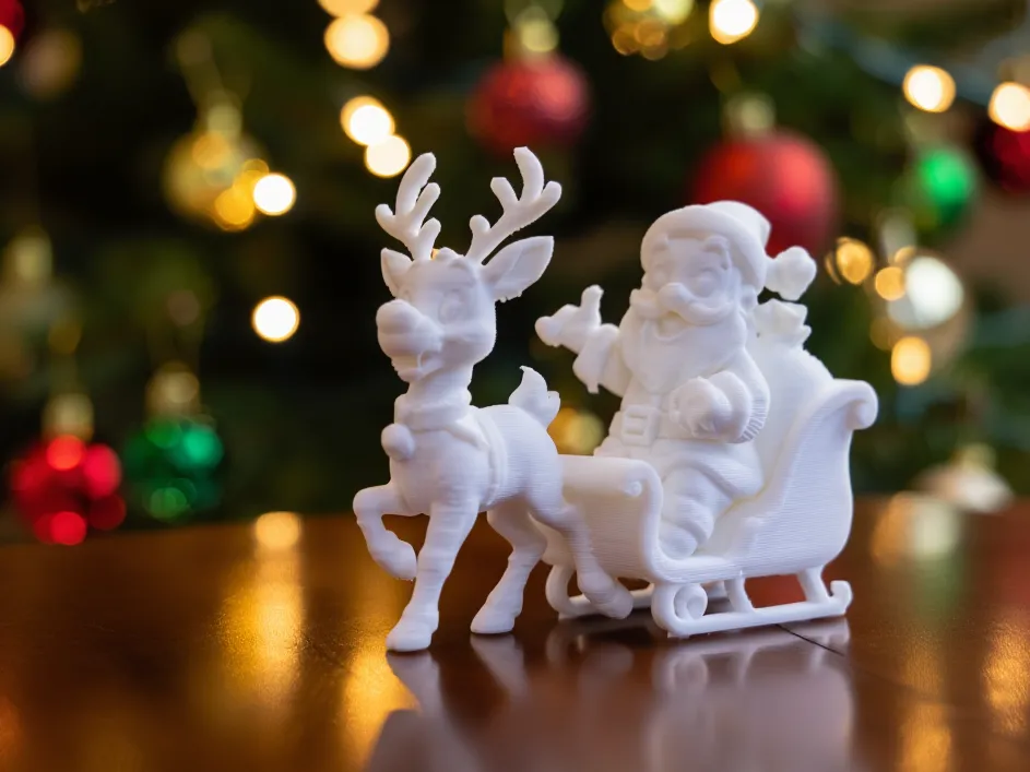 Christmas Santa Claus on Sleigh & Rudolf - Free 3D Print Model - MakerWorld