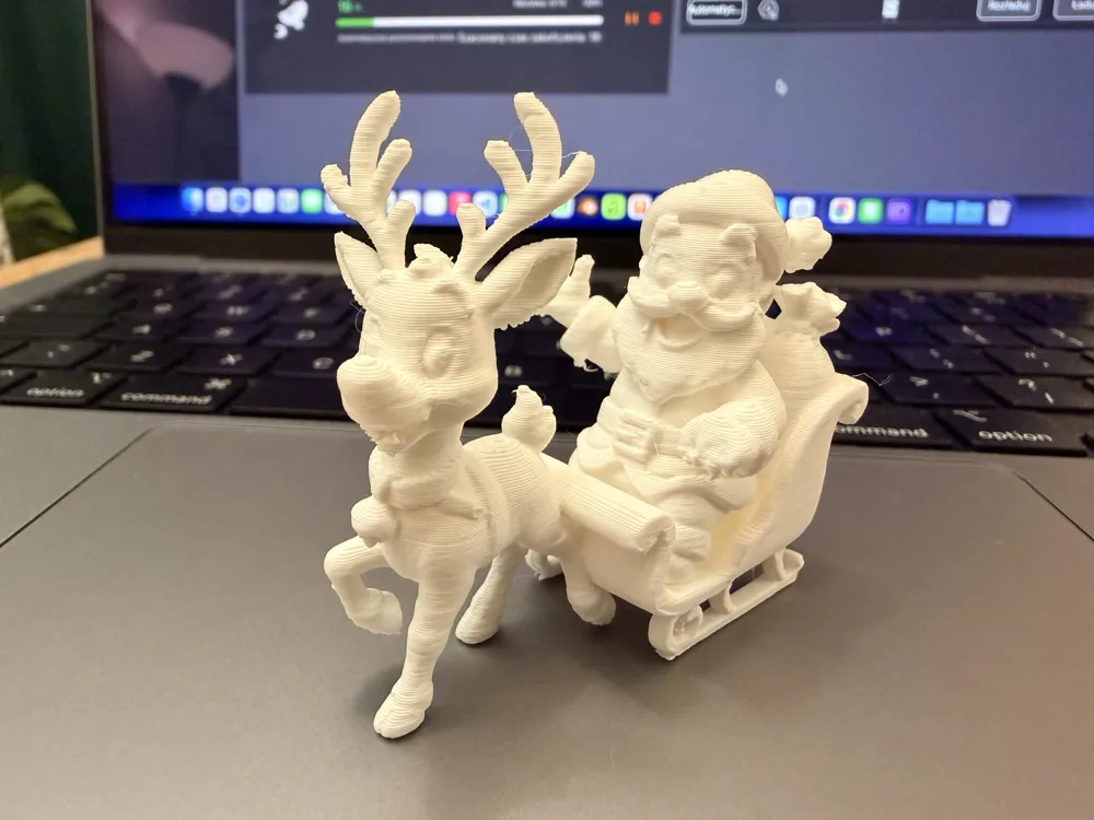 Christmas Santa Claus on Sleigh & Rudolf - Free 3D Print Model - MakerWorld