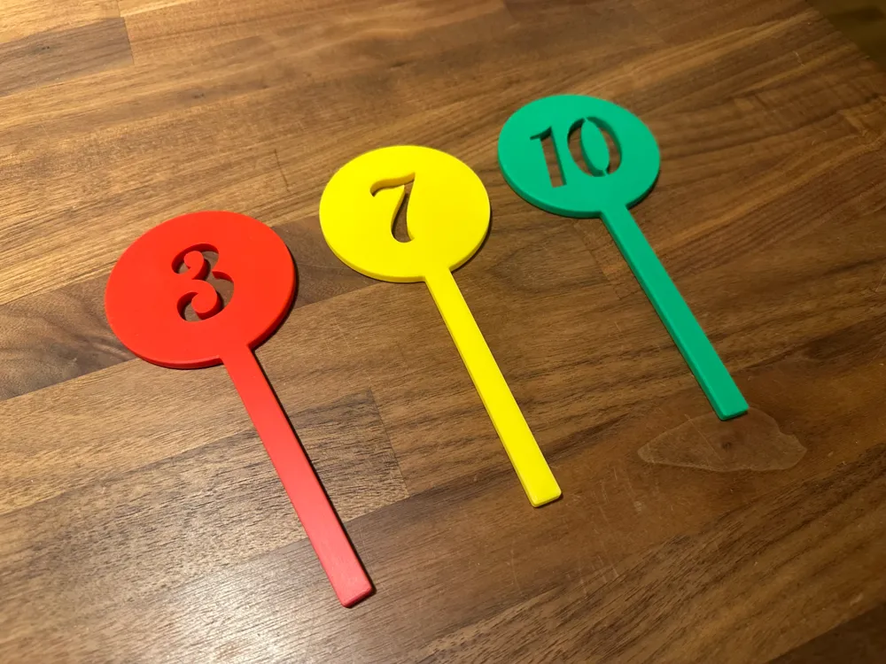 Numbered score paddles/signs - Free 3D Print Model - MakerWorld