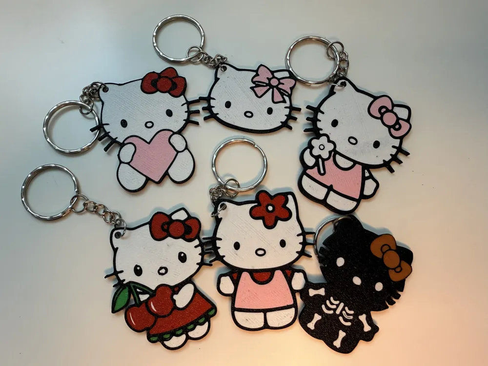 Hello Kitty keychains - Free 3D Print Model - MakerWorld